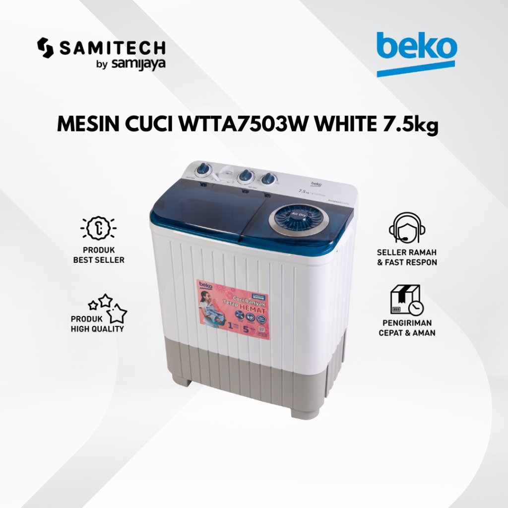 Jual MESIN CUCI 2 TABUNG BEKO BEKO WTTA7503W WTTA 7503 W 7.5KG | Shopee Indonesia