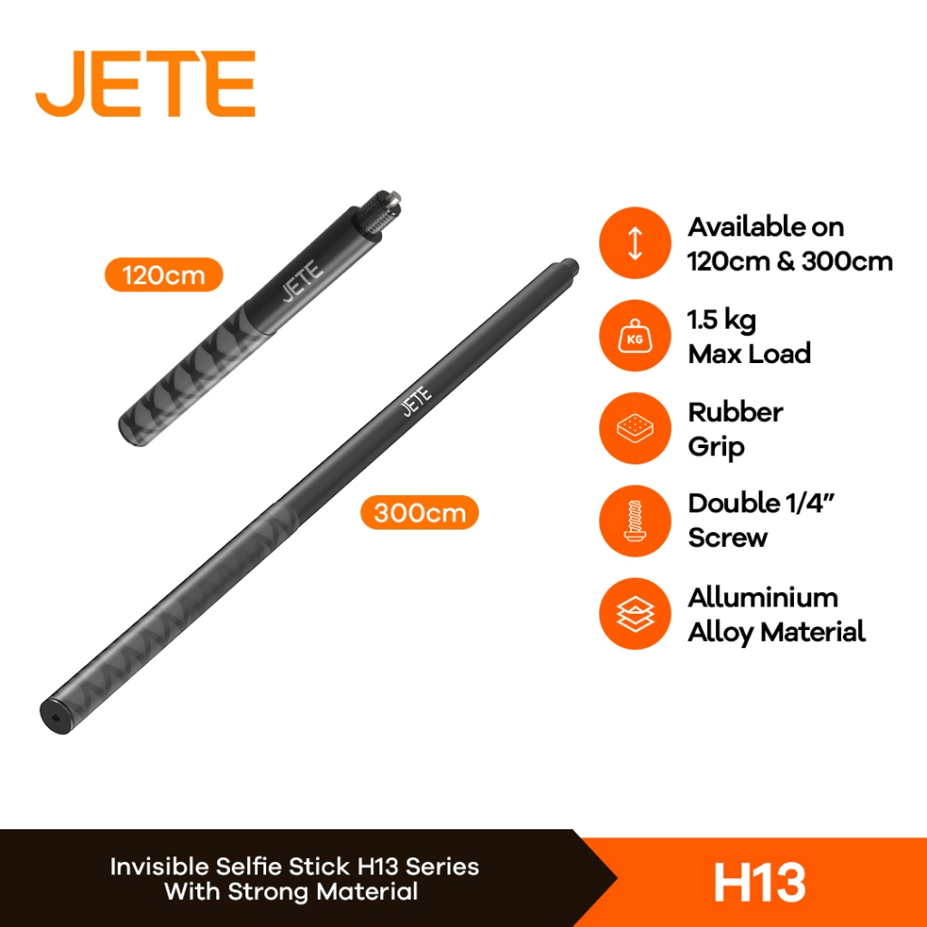 Jual Invisible Stick 3 Meter 1,2 Meter Selfie Stick JETE H13 Tongsis ...