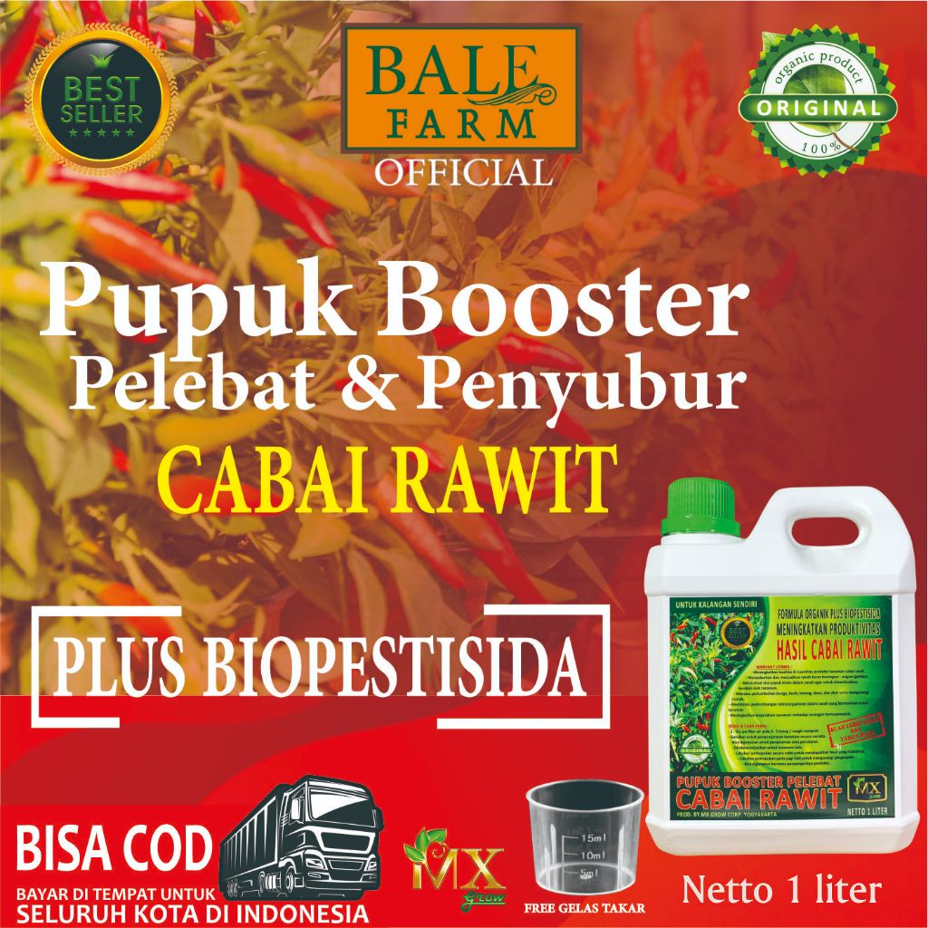 Jual Booster Pupuk Organik Cair Penyubur dan Pelebat Cabai RAWIT 1 Liter / Pupuk Booster Buah ...
