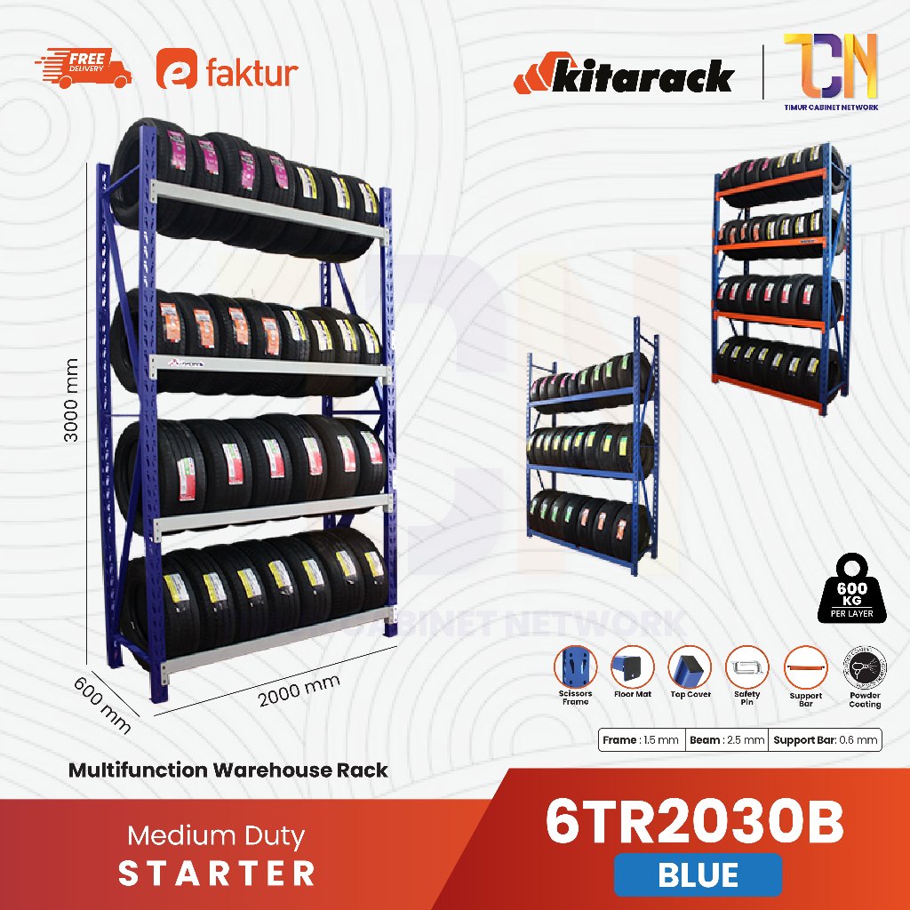 Jual KITARACK Rak Gudang Tire Rack 6TR2030 Frame Biru Rak Ban Motor ...