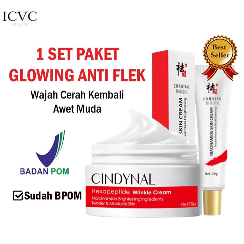 Jual BPOM 2 SET Cindynal Paket Wajah Glowing Hexapeptide anti Wrinkle Cream Atasi Flek Hitam ...