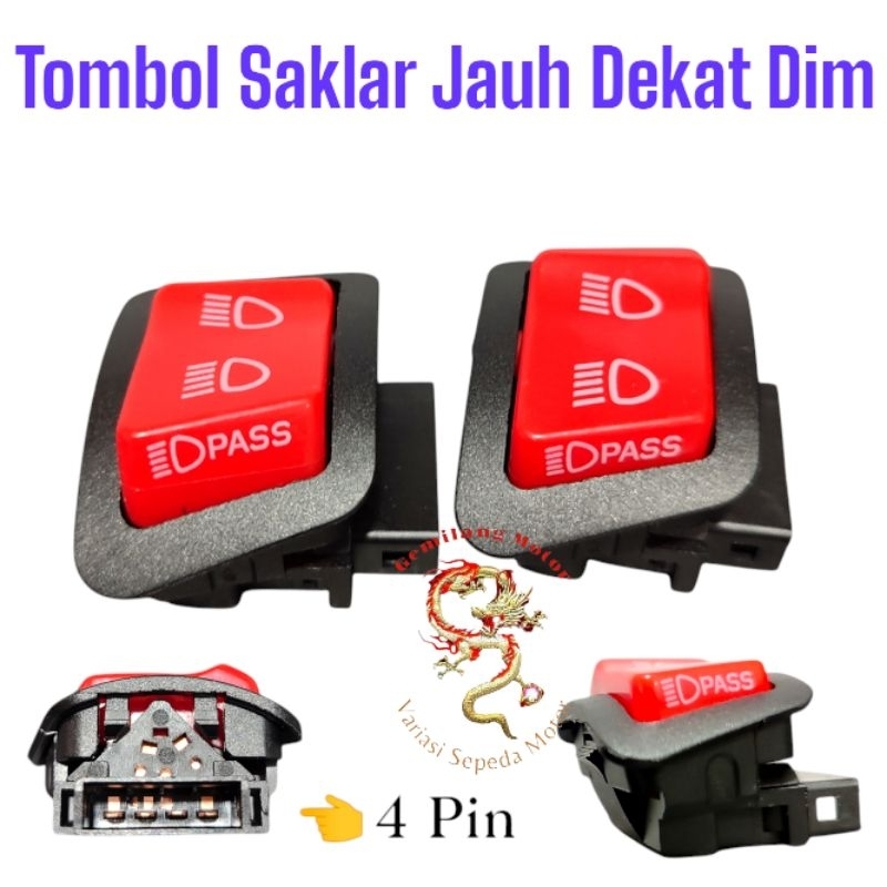 Jual Saklar Pass Beam 4 titik Saklar Tombol Lampu Pass Dim Beam 4 Pin ...