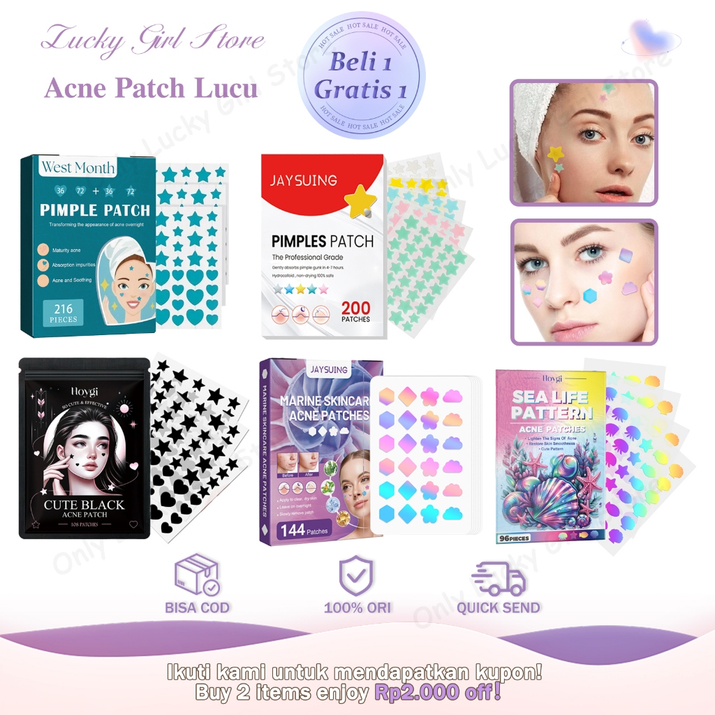 Jual 【Buy 1 Free 1】140/180/216PCS Acne Patch Lucu Stiker Jerawat ...