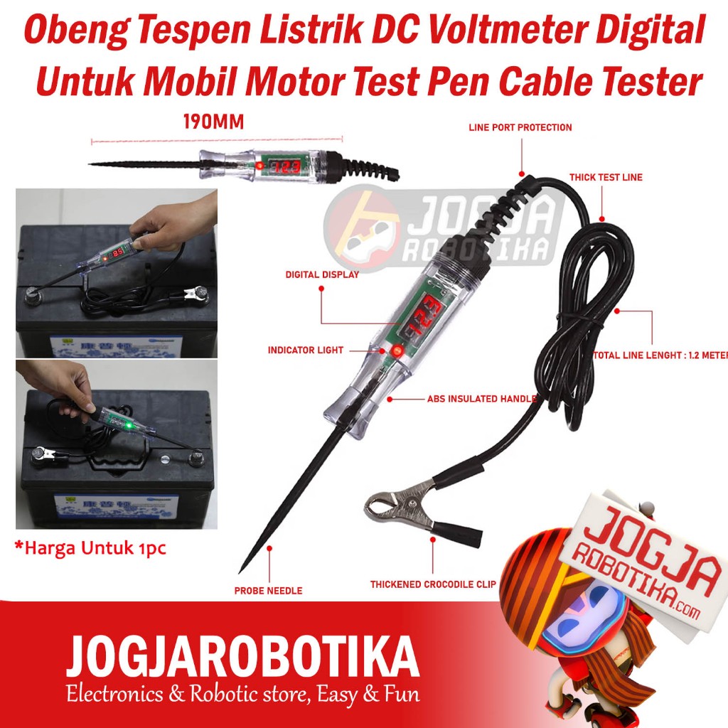 Jual Obeng Tespen Listrik DC Voltmeter Digital Tester Untuk Mobil Motor ...