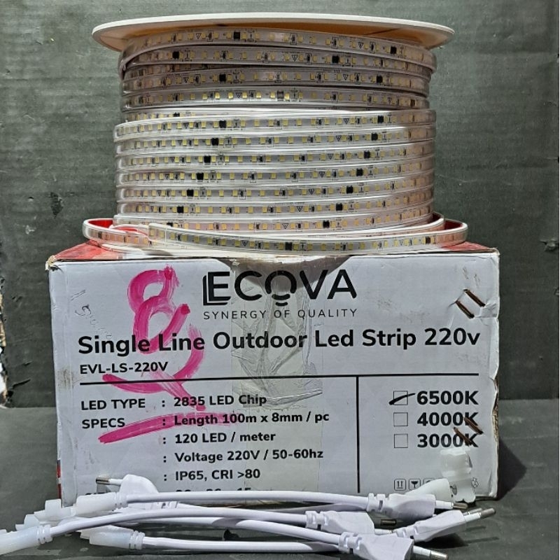 Jual Lampu led selang strip ECOVA 2835 IP65 220V [ Eceran Per 1 Meter ...