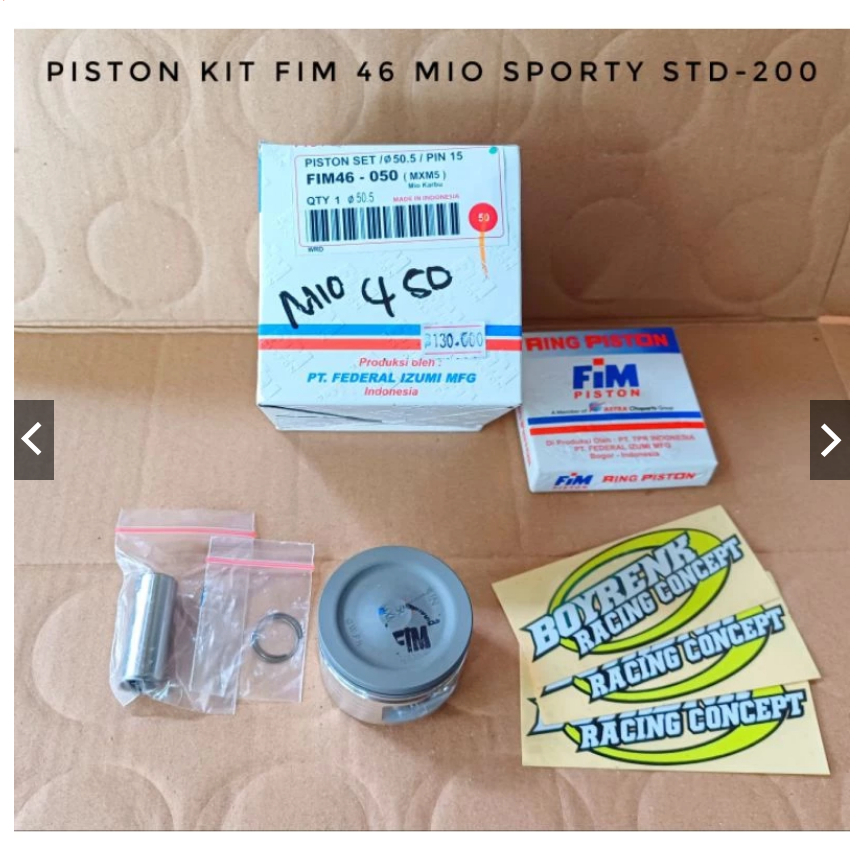 Jual PISTON KIT SEHER SET FIM 46 MIO SPORTY MIO SMILE PIN 15 UKURAN STD ...