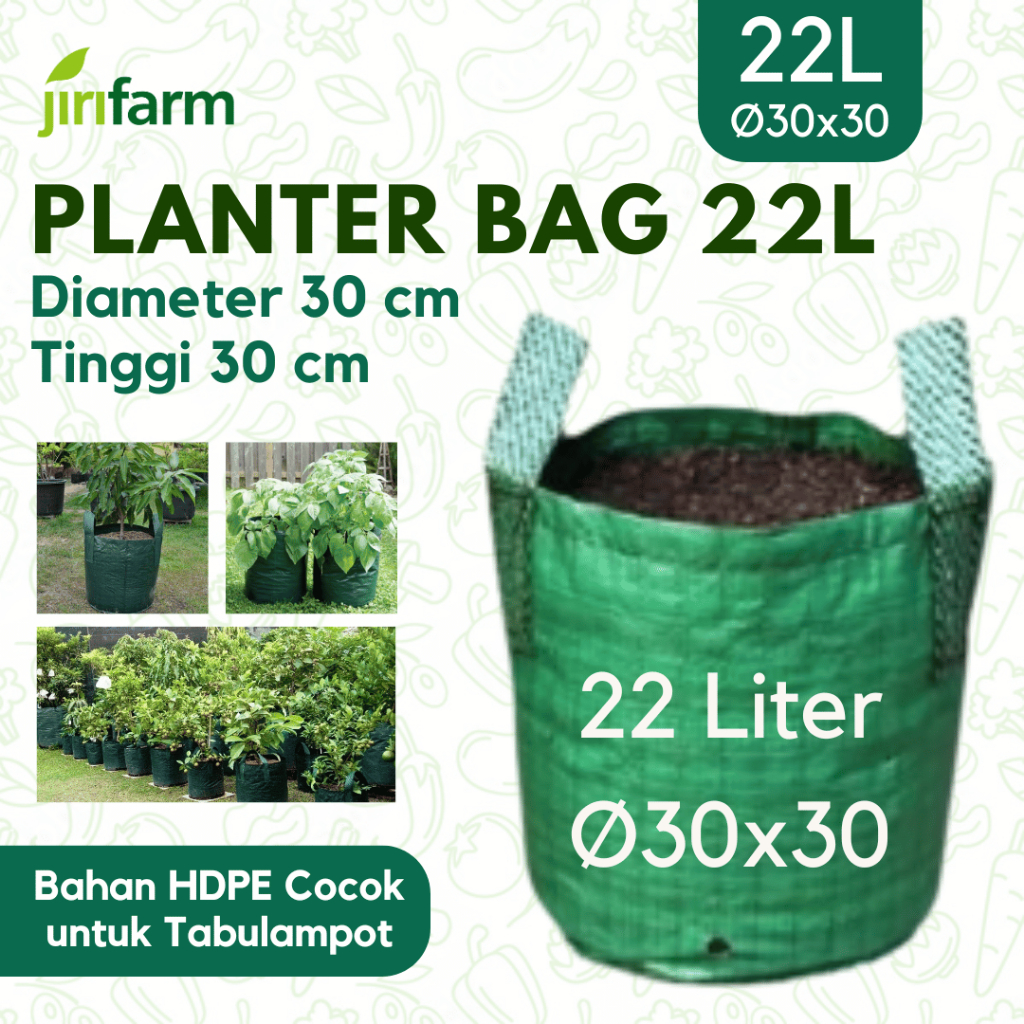 Jual JIRIFARM - Planter Bag Hijau 22 Liter HDPE Wall Planter Pot Pohon ...