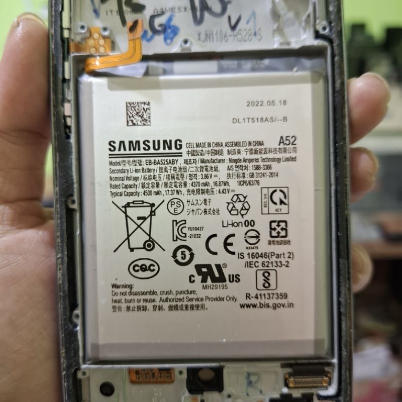 Jual Baterai>Battery>Batre Samsung A52 | A52 5G Original Bekas Copotan EB-BA525ABY | Shopee ...