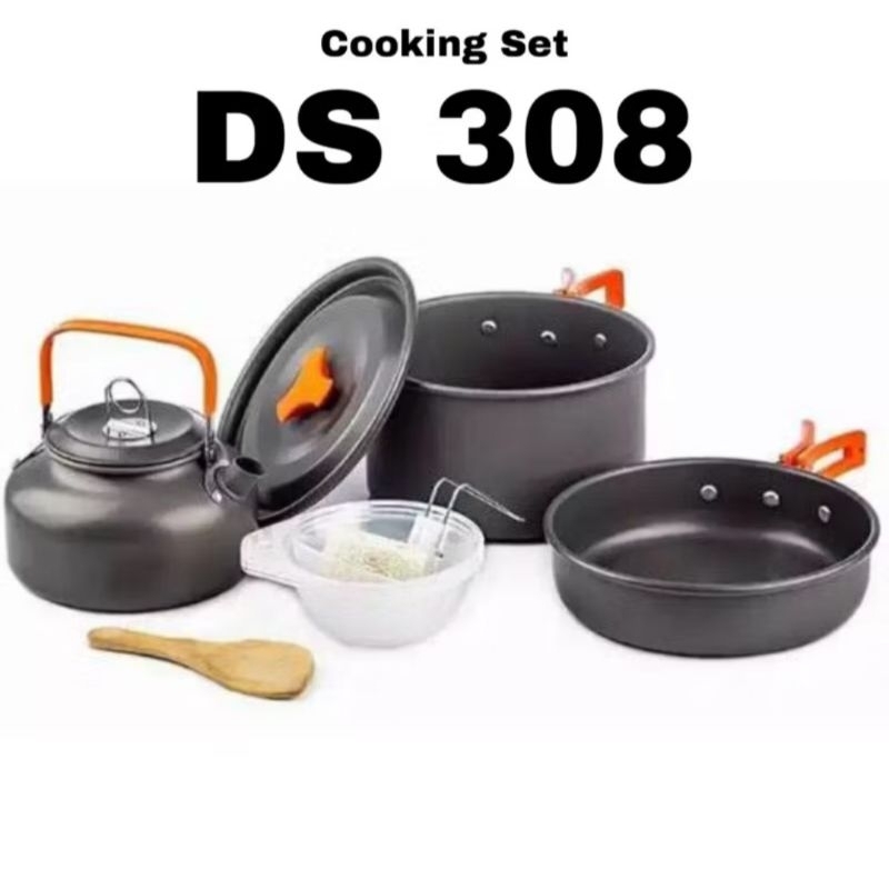 Jual Cooking set DS308 plus kettle teko -Nesting alat masak camping ...