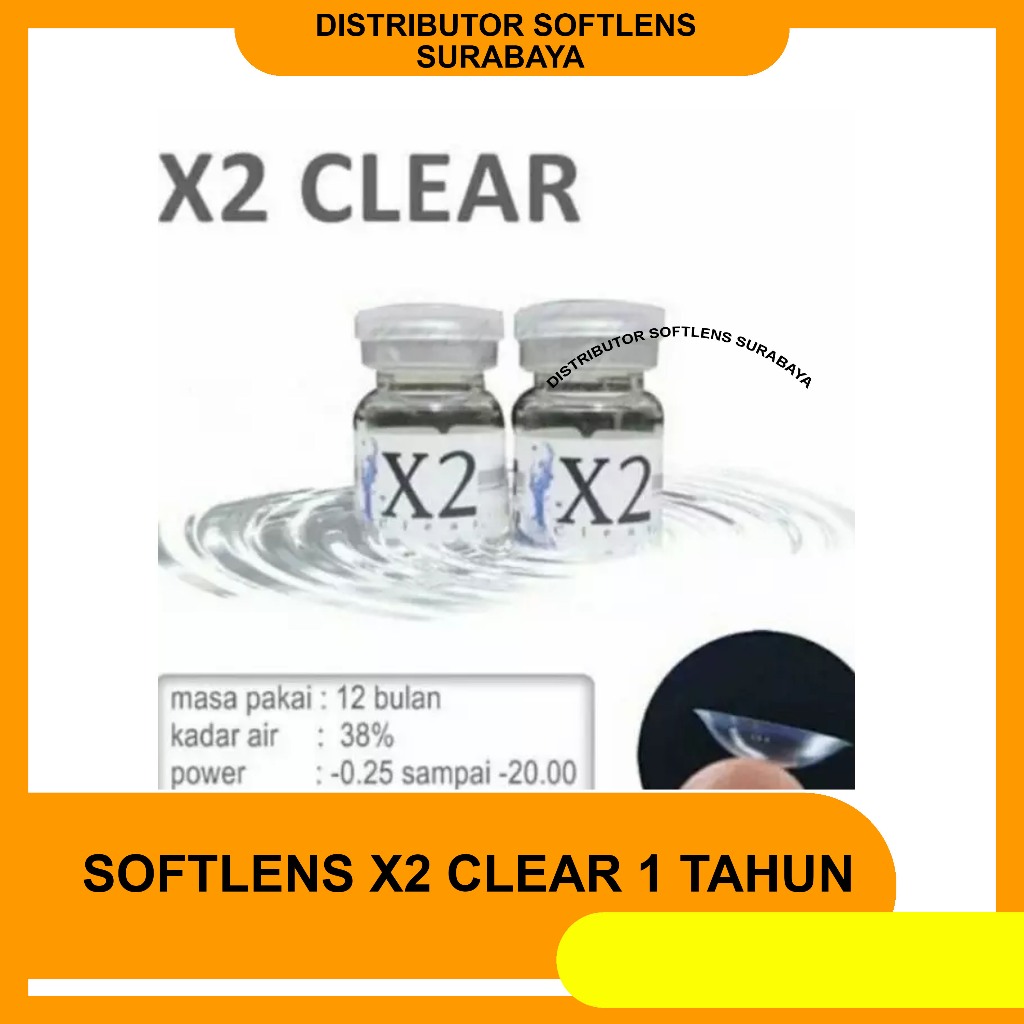 Jual Softlens X2 CLEAR 14 MM Tahunan Minus Satu Pasang dan 1/2 Pasang ...