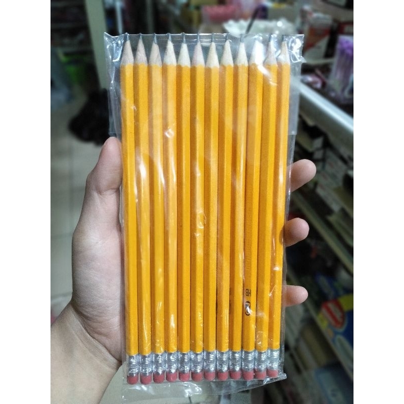 Jual 12 pcs \ pensil oren \ pensil Hb \ pensil murah \ pensil kayu ...