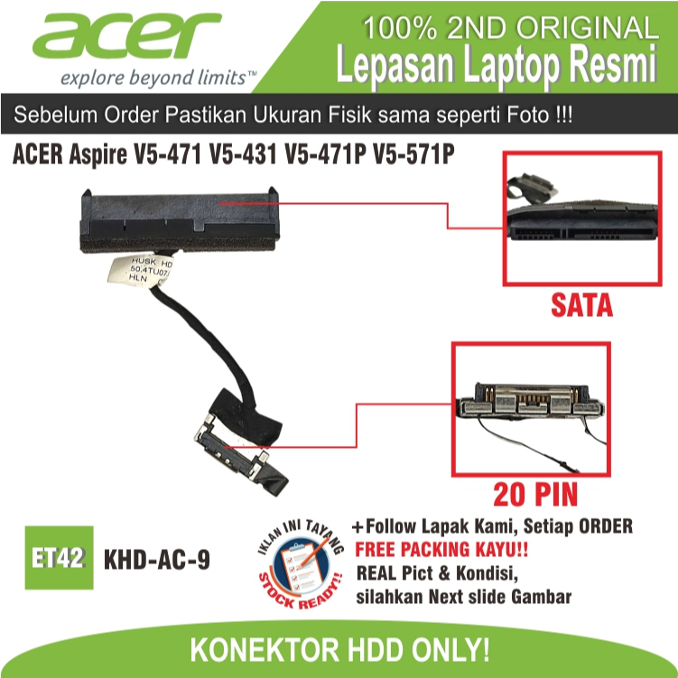 Jual ET42 KHD-AC-9 KABEL KONEKTOR HARDISK LAPTOP ACER Aspire V5-471 V5 ...