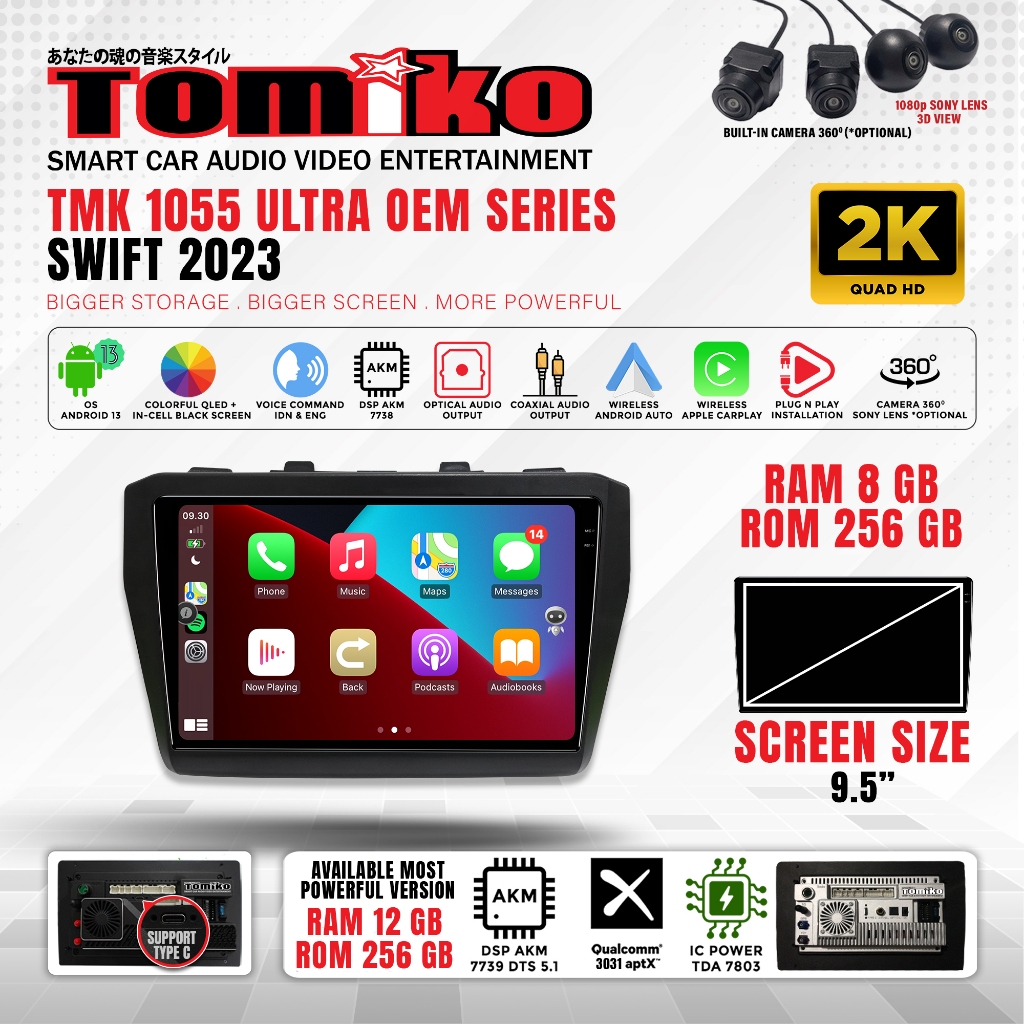 Jual Head Unit Android Tomiko TMK 1055 ULTRA OEM Series for Swift 2023 | Shopee Indonesia
