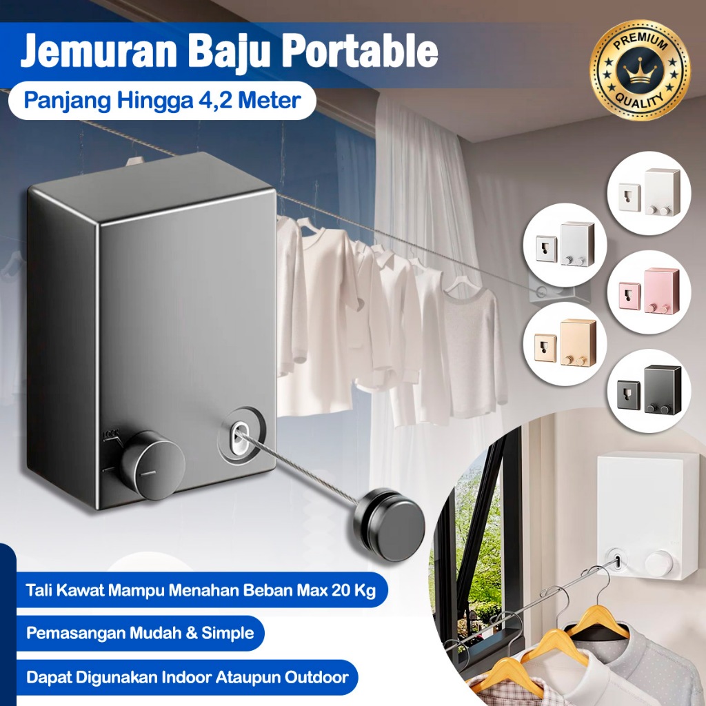 Jual Jemuran Baju Portable Tali Jemuran Kawat Indoor Outdoor ...