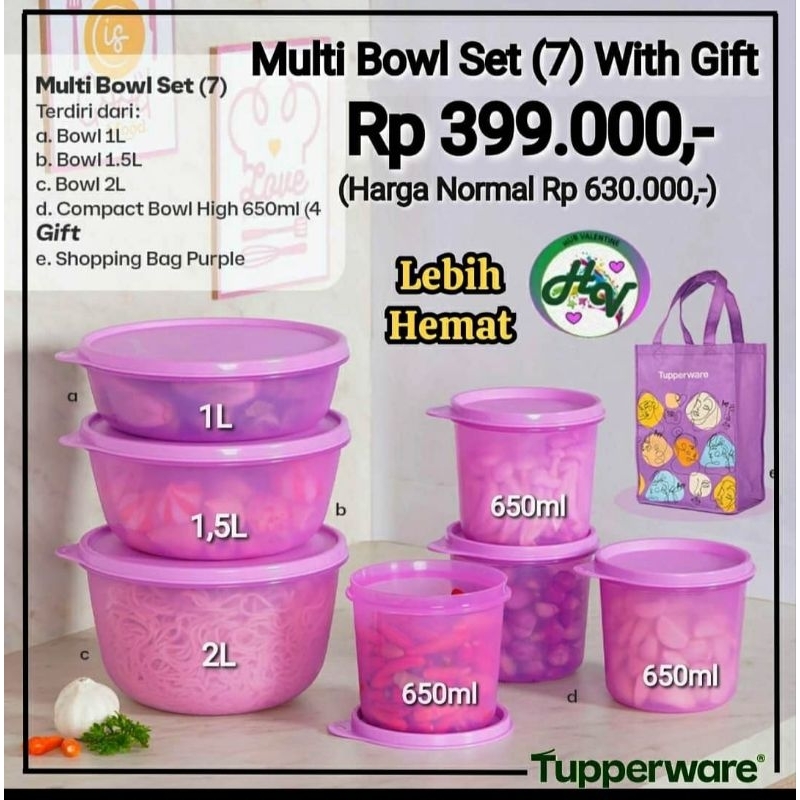 Jual Multi bowl set 8Pcs tupperware | Shopee Indonesia