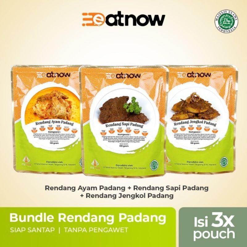 Jual EatNow Rendang Padang Bundle - Ayam - Jengkol - Sapi - Makanan ...