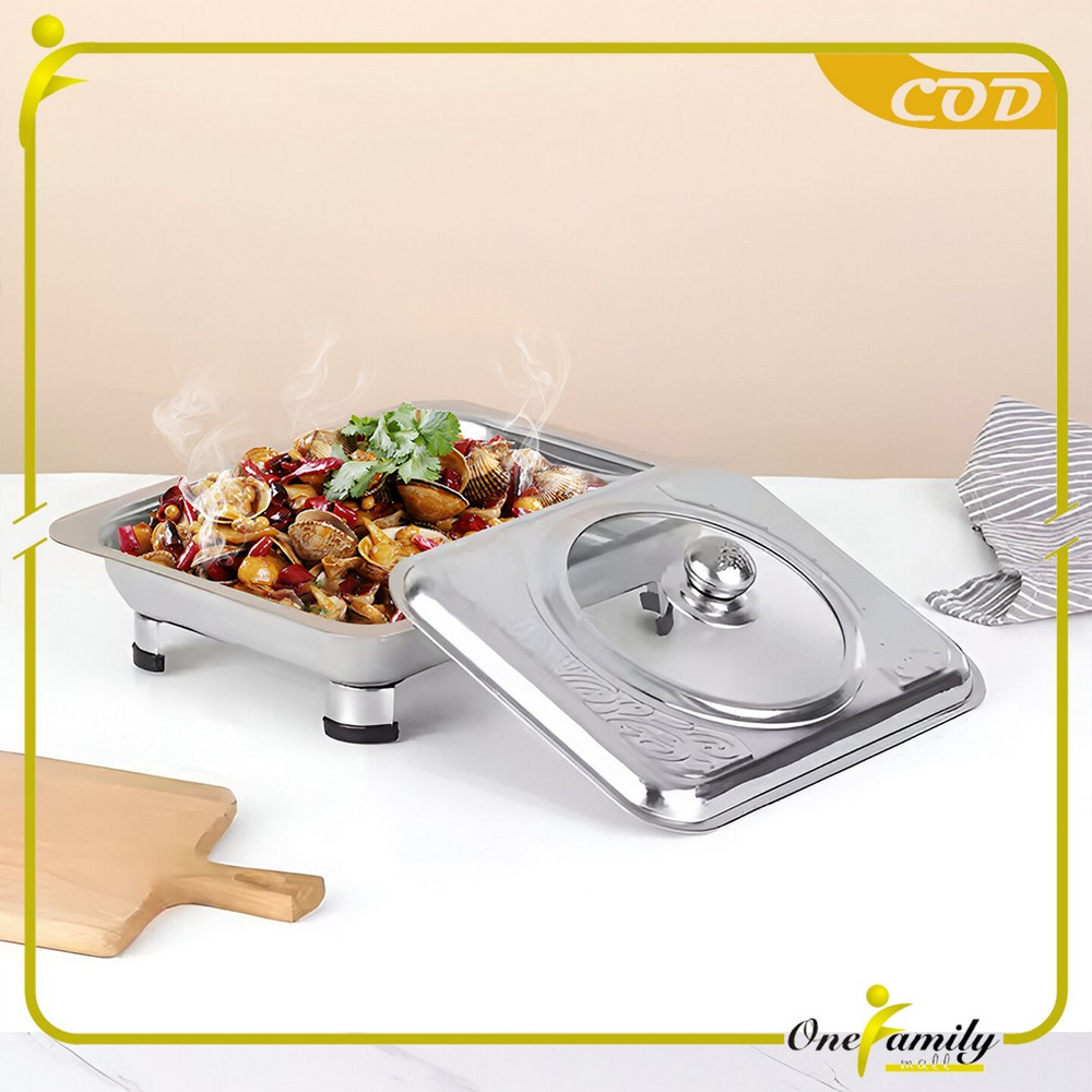 Jual ONE-C1237 Tempat Prasmanan Stainless Tutup Kaca Wadah Lauk Sayur ...