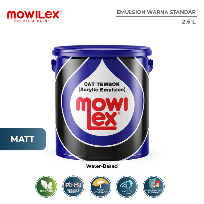 Jual Mowilex Emulsion Warna Standar Cat Tembok Interior Paint (1/2) - 2.5 Ltr | Shopee Indonesia