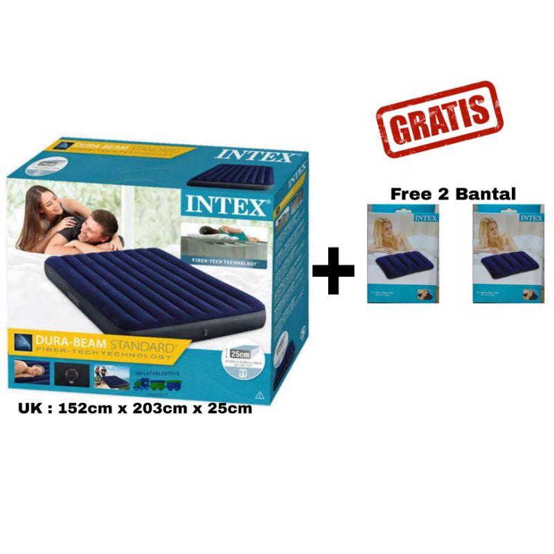 Jual Kasur Angin Intex 64759 Durabeam Queen (152cm x 203cm x 25cm)Bonus ...