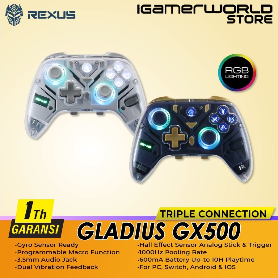 Jual Rexus Gladius GX500 Hall Effect Tri Mode Wireless Gamepad | Shopee ...