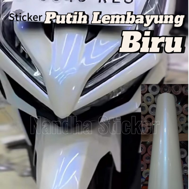Jual skotlet sticker putih lembayung biru | Shopee Indonesia