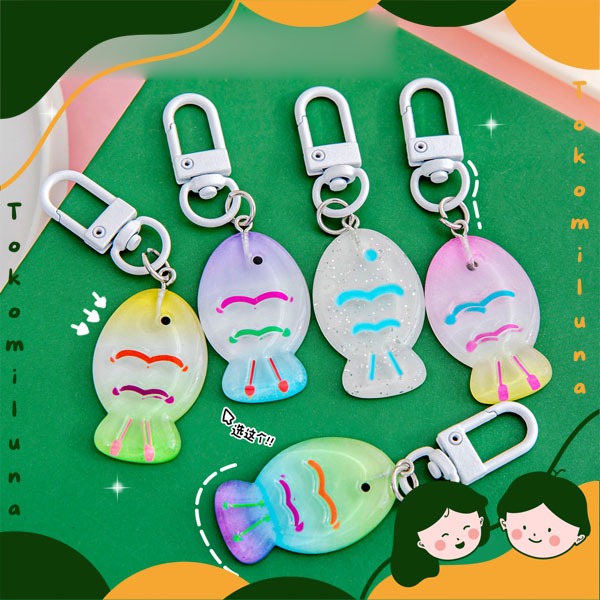 Jual Gantungan mini taiyaki gradient lucu gantungan kunci ikan kecil ...