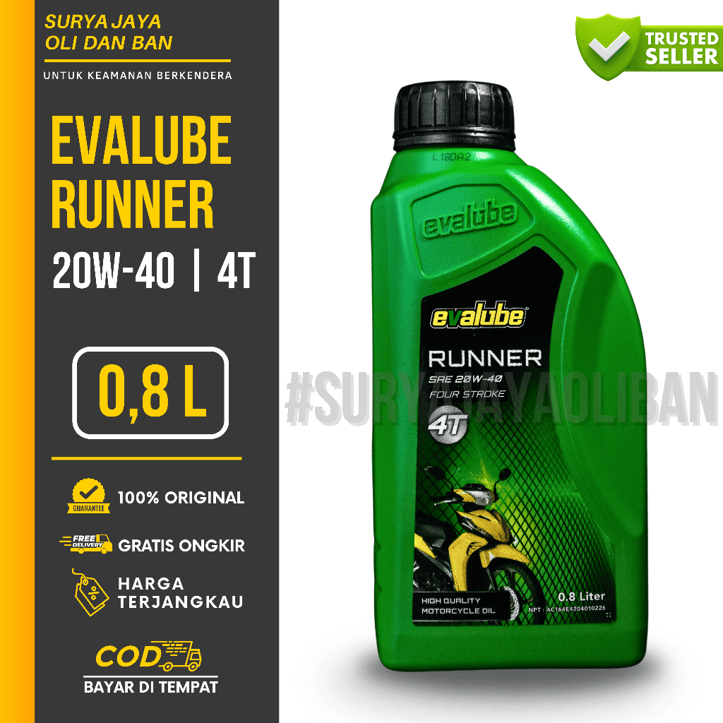Jual Oli Mesin Sepeda Motor 4-TAK Evalube Runner 4T 20W-40 800mL 100% ...