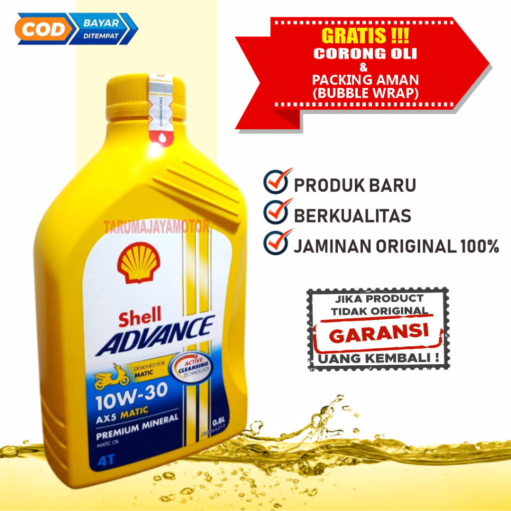 Jual Oli Shell Advance AX5 Matic Motor Scooter Matik 800ml SAE 10w30 Premium Mineral Oil ...