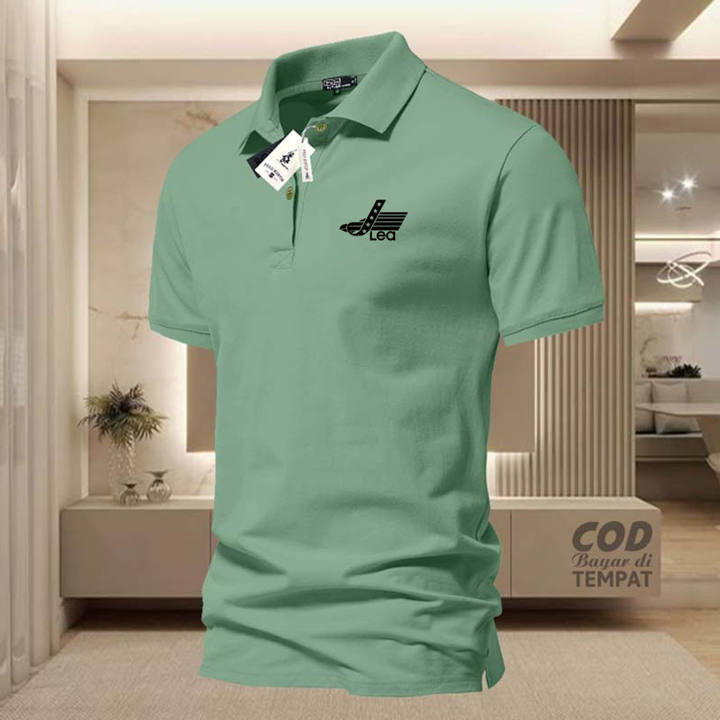 Jual COD T-shrit POLO kerah Lea Logo Kiri Text Hitam Kaos Kerah Dewasa Shirt / Kaos Wangki Pria ...