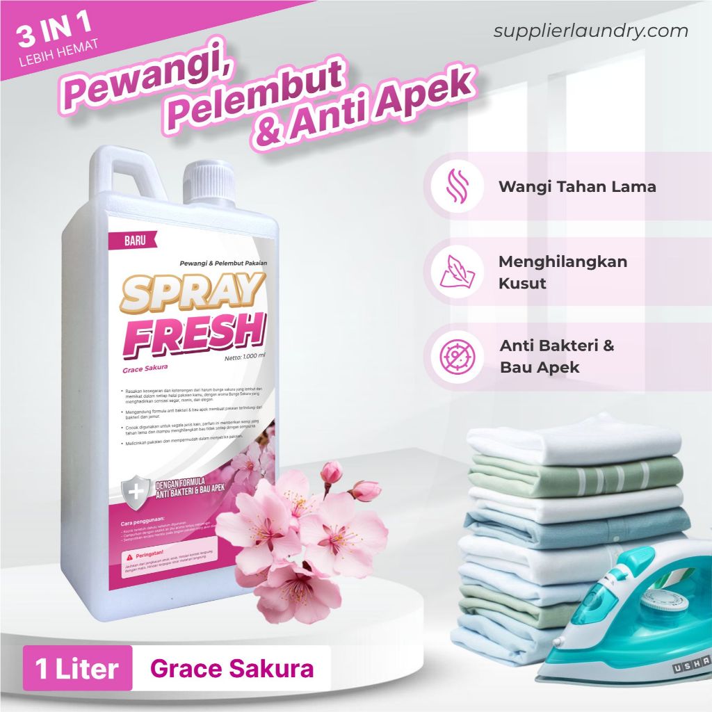 Jual Parfum Laundry Pelembut dan Pewangi Pakaian, Varian Grace Sakura, Untuk Laundry dan Rumahan ...