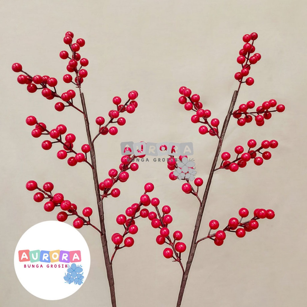 Jual Artifical K7 Holly Flower Bunga Cherry Red Bean Bunga Natal New ...
