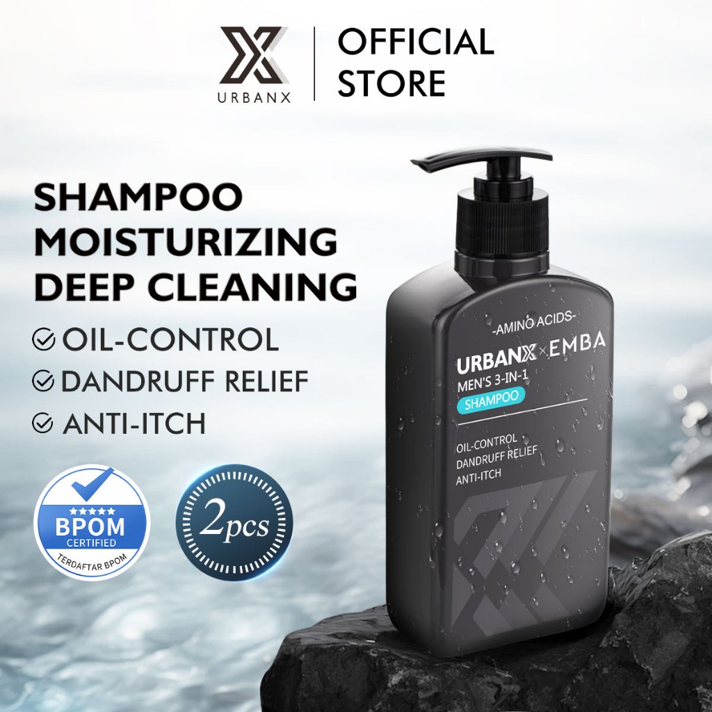 Jual URBANX Men's 3-in-1 Shampoo Hair Care 300ml 2 Kit Amino Acids Oil ...
