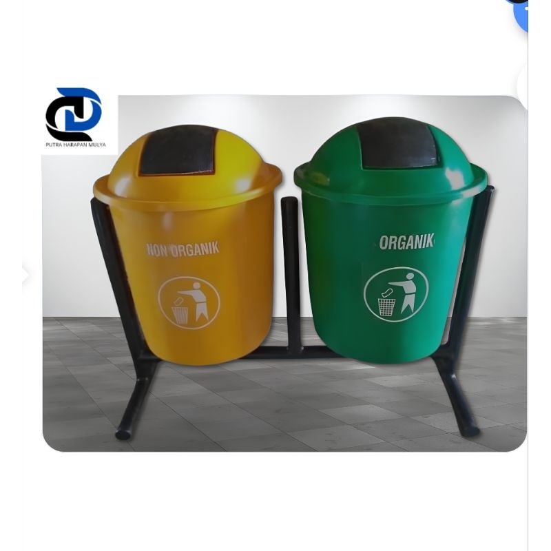 Jual TEMPAT SAMPAH FIBERGLASS 2IN1 KAP 50 LITER/TONG 2 WARNA PILAH ...
