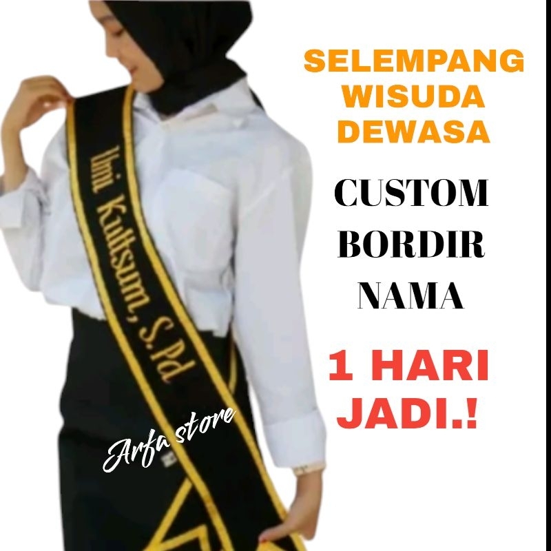 Jual Selempang Wisuda Dewasa Selendang Wisuda Custom Bordir Nama ...