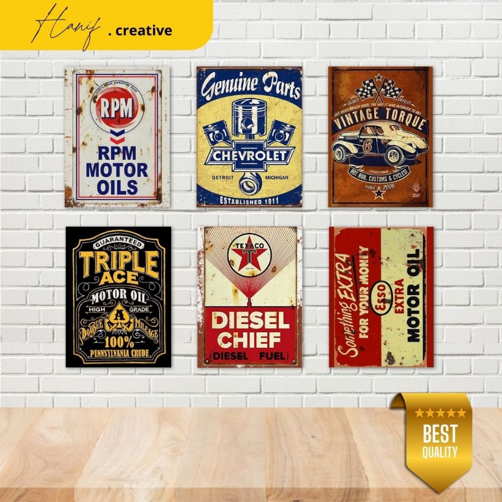 Jual Hiasan DInding Poster Kayu MDF - Poster GARAGE OIL CAR BIKE ...