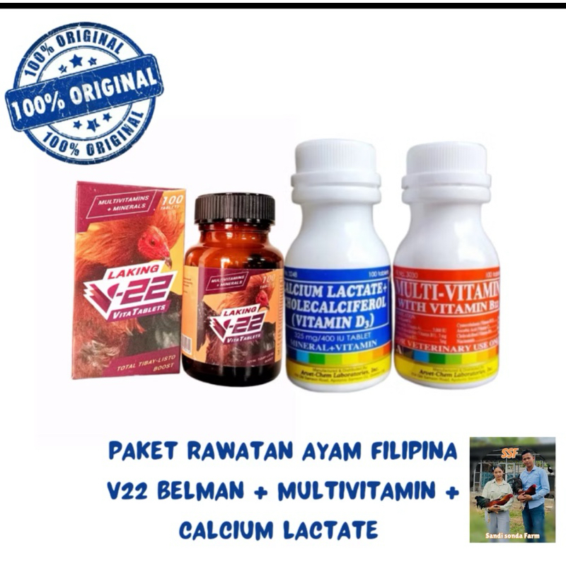 Jual Paket Perawatan Ayam Philipina V22 Belmen / Multivitamin Oren 100 ...