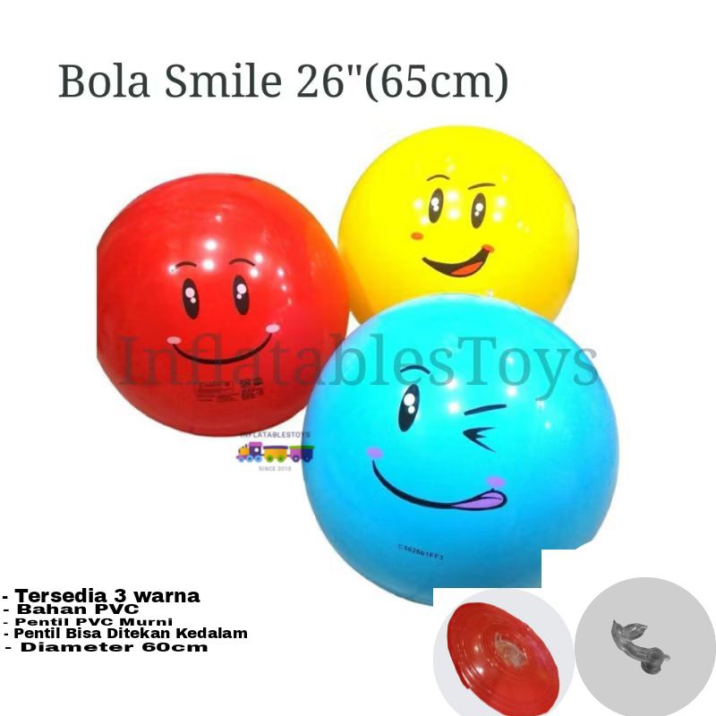Jual Mainan Tiup Bola Smile Ukuran 60cm(526)Warna Random | Mainan Bola ...