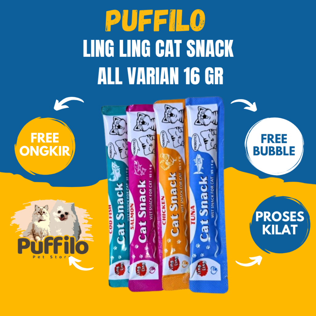 Jual SNACK KUCING LING LING CAT SNACK 16 GR WITH PROBIOTICS | Shopee Indonesia