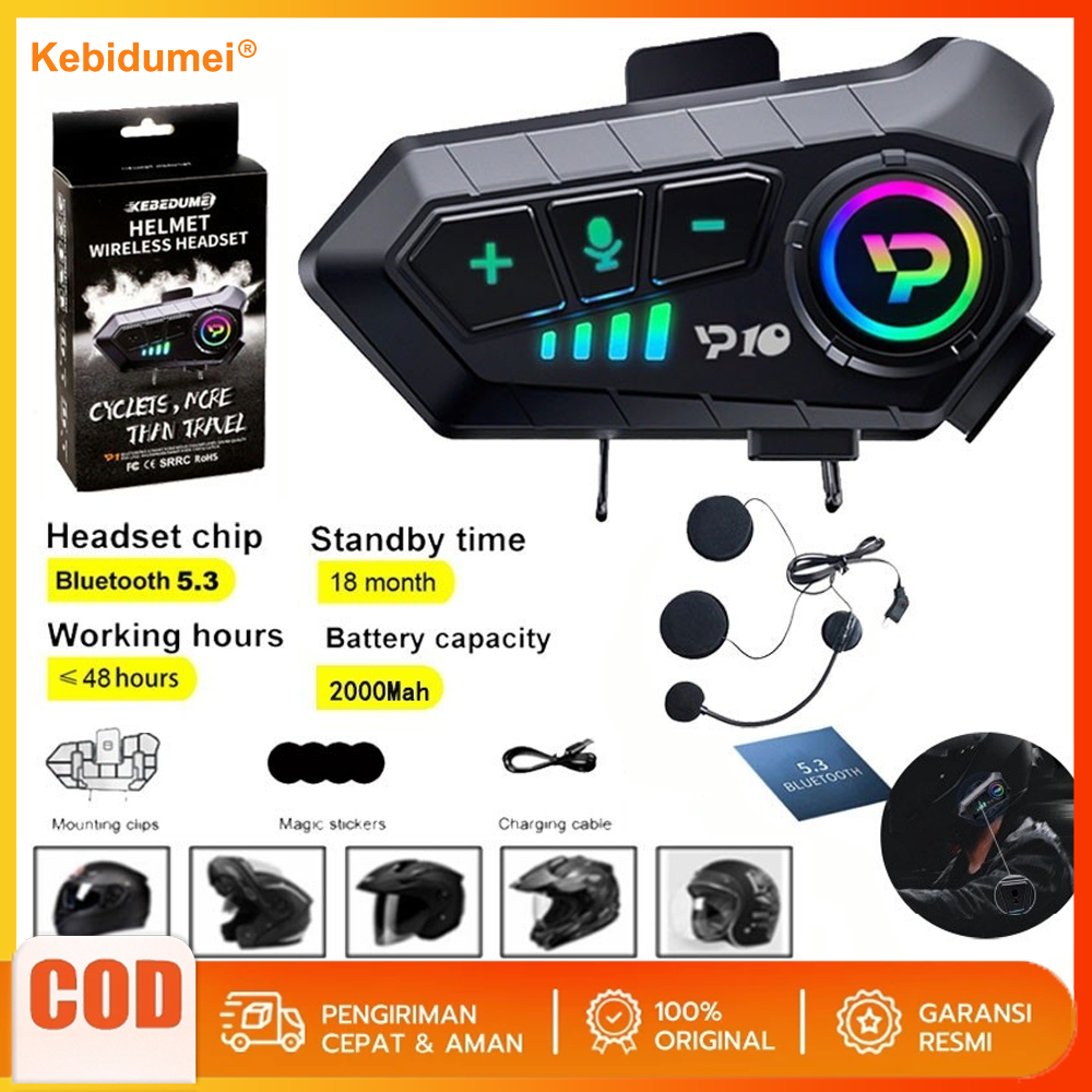 Jual [COD] Y10 Helmet Headset Helm Sepeda Motor Stereo Bluetooth 5.3 ...