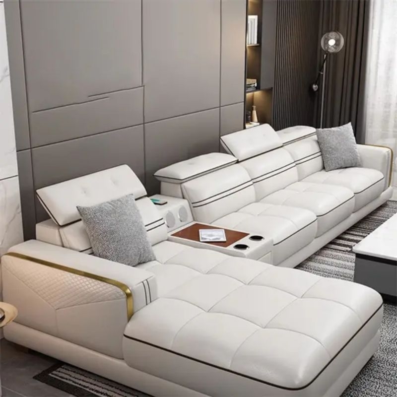 Jual sofa ruang tamu minimalis - sofa kulit 4 seater - consol box - set ...