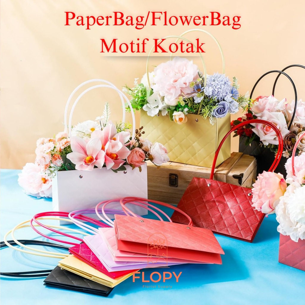 Jual [ 22X10,5X13,5 CM ] Paper Bag Persegi Panjang Motif Kotak / Paper ...