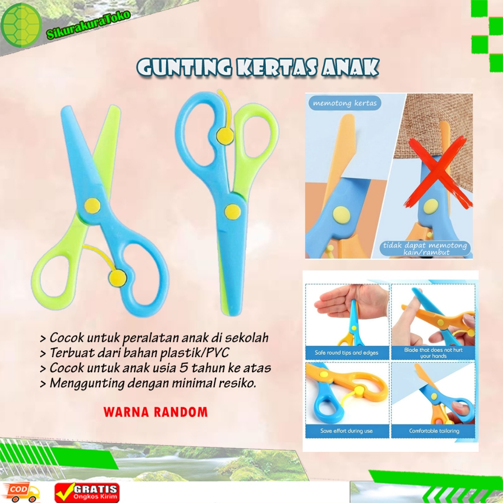 Jual (SKR) Gunting Kertas Anak TK - Papper Scissor For Kids - Gunting ...