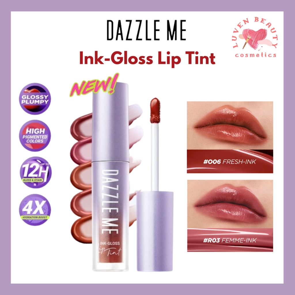 Jual DAZZLE ME Ink-Gloss Lip Tint Watery Ink Gel Tahan Lama Hydrating Glossy Finish | Liptint ...