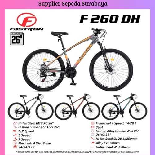 Jual SEPEDA GUNUNG MTB FASTRON 260 DH UKURAN 26 INCH REM CAKRAM 21 ...