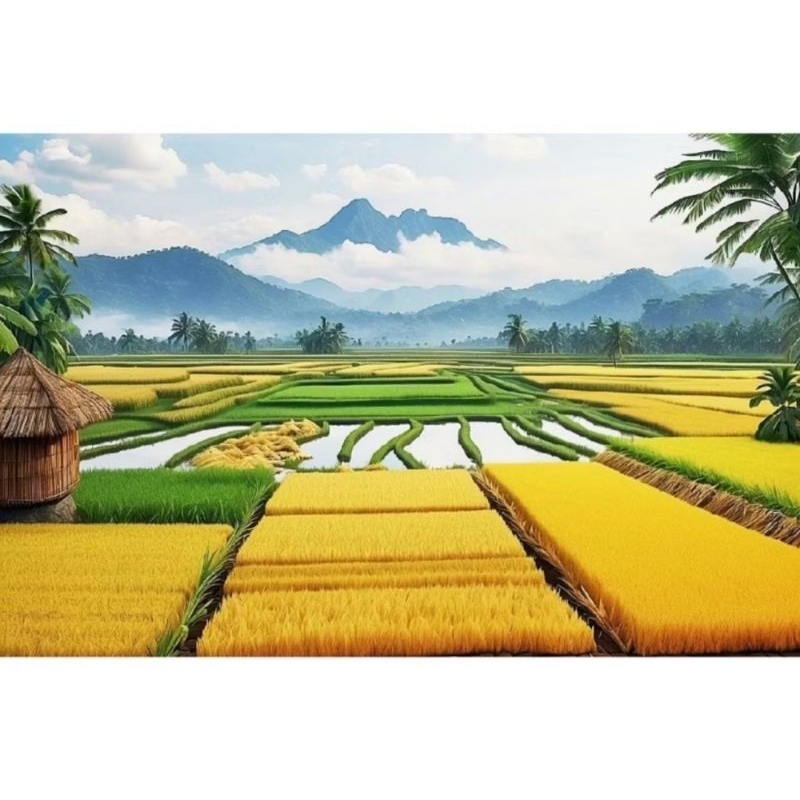 Jual Lukisan Dinding Pemandangan Sawah Estetik Hiasan ruang tamu ...