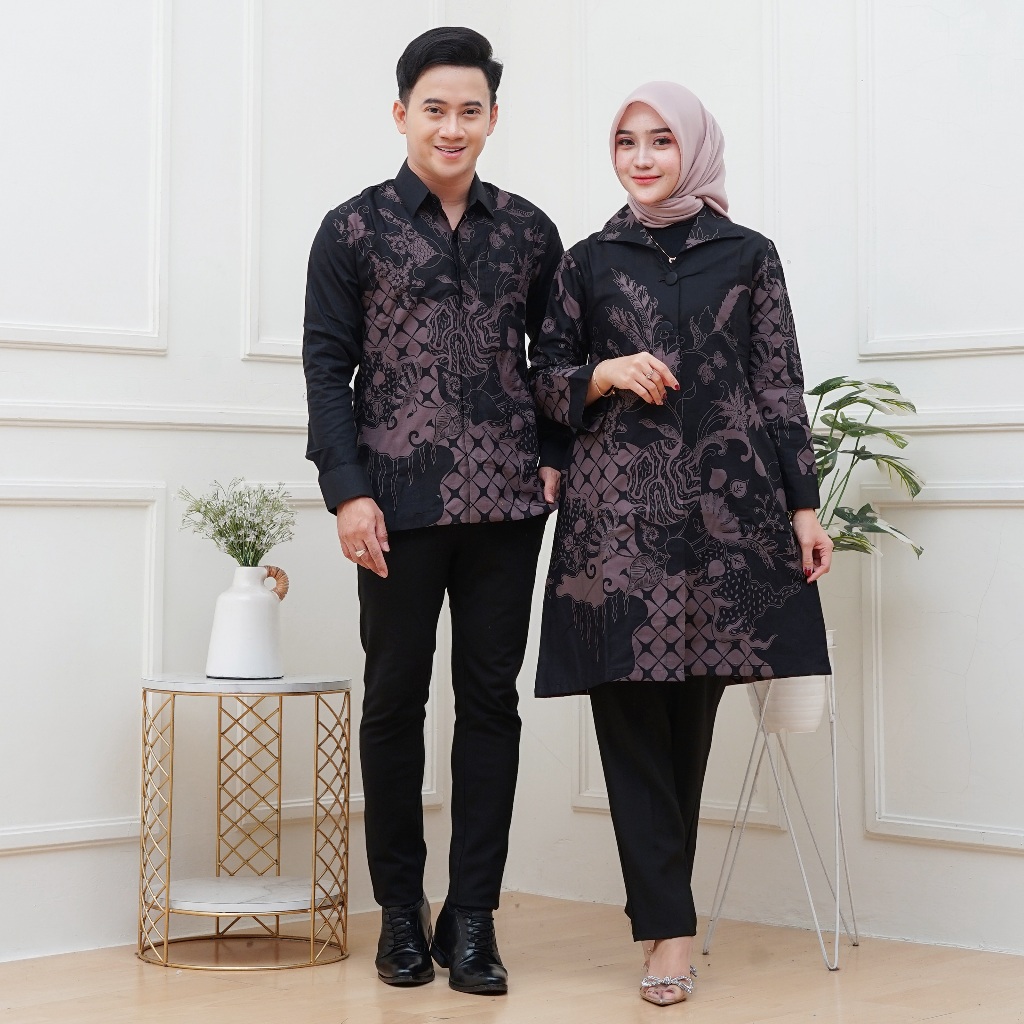 Jual Batik Couple Modern Tunik Batik Couple Pasangan Batik Kekinian ...