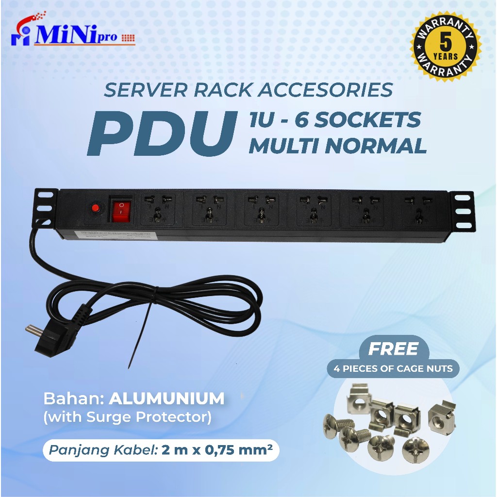 Jual Minipro Power Distribution Unit Rack Server 6 Port Multi Socket ...