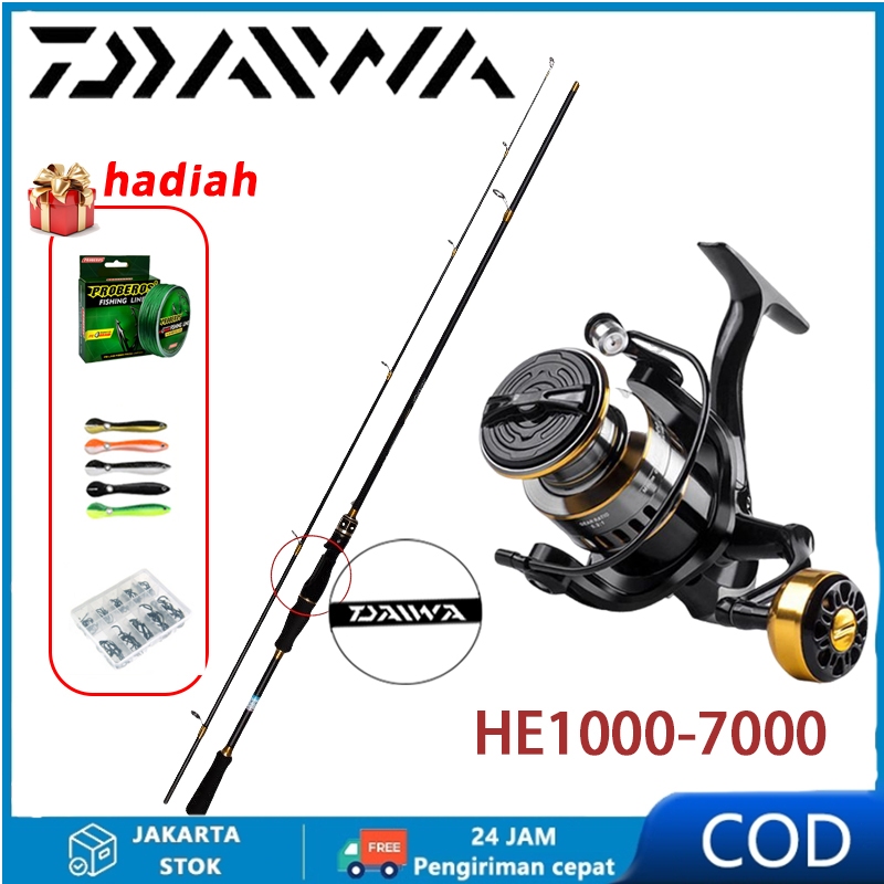 Jual DAIWA Reel Pancing Set Portable Fishing Rod Reel Set 2 Section 12+1BB 5.2:1 High Speed ...