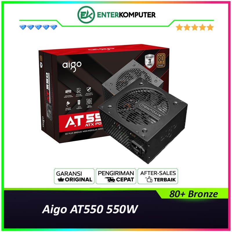 Jual Aigo AT550 550W 80 PLUS Bronze Non-Modular / PSU 550 Watt | Shopee ...