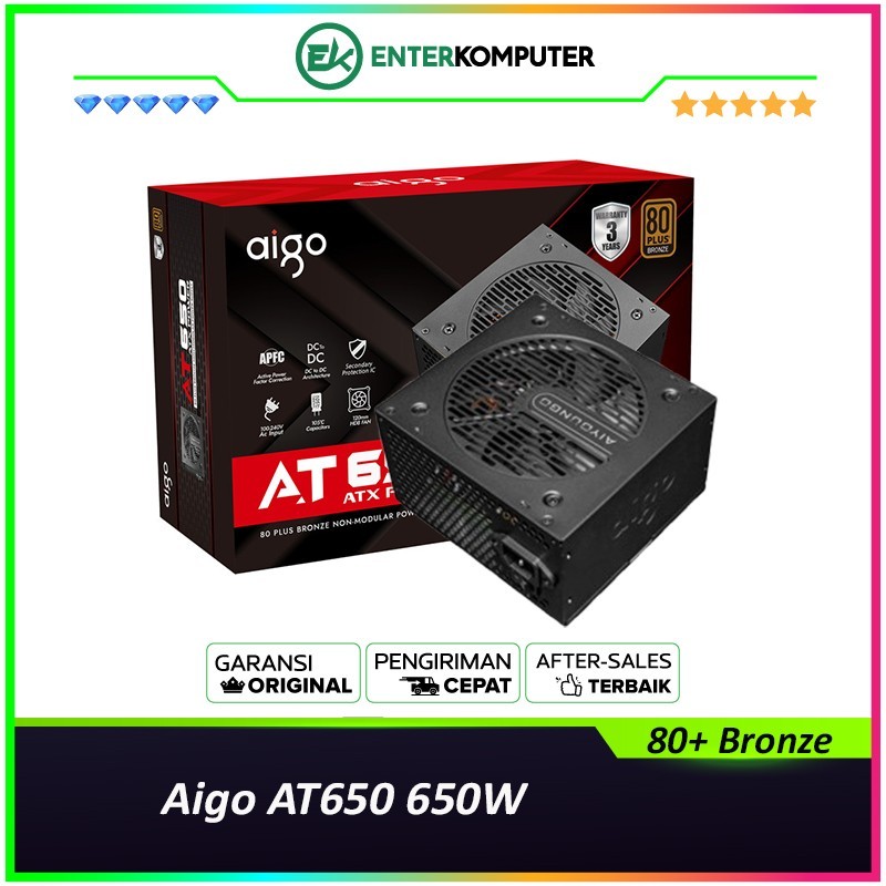 Jual Aigo AT650 650W 80 PLUS Bronze Non-Modular / PSU 650 Watt | Shopee Indonesia